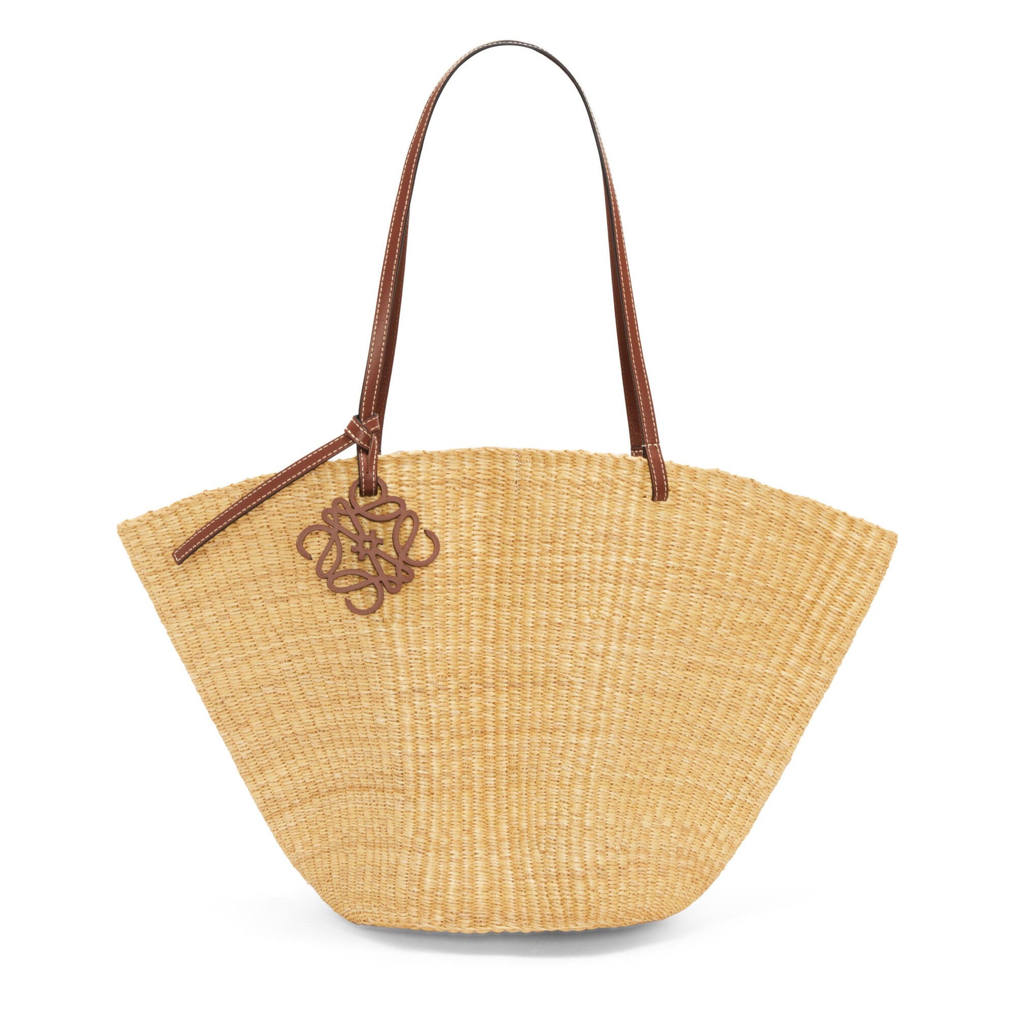 LOEWE Shell Basket bag in elephant grass and calfskin A223095X02 ...