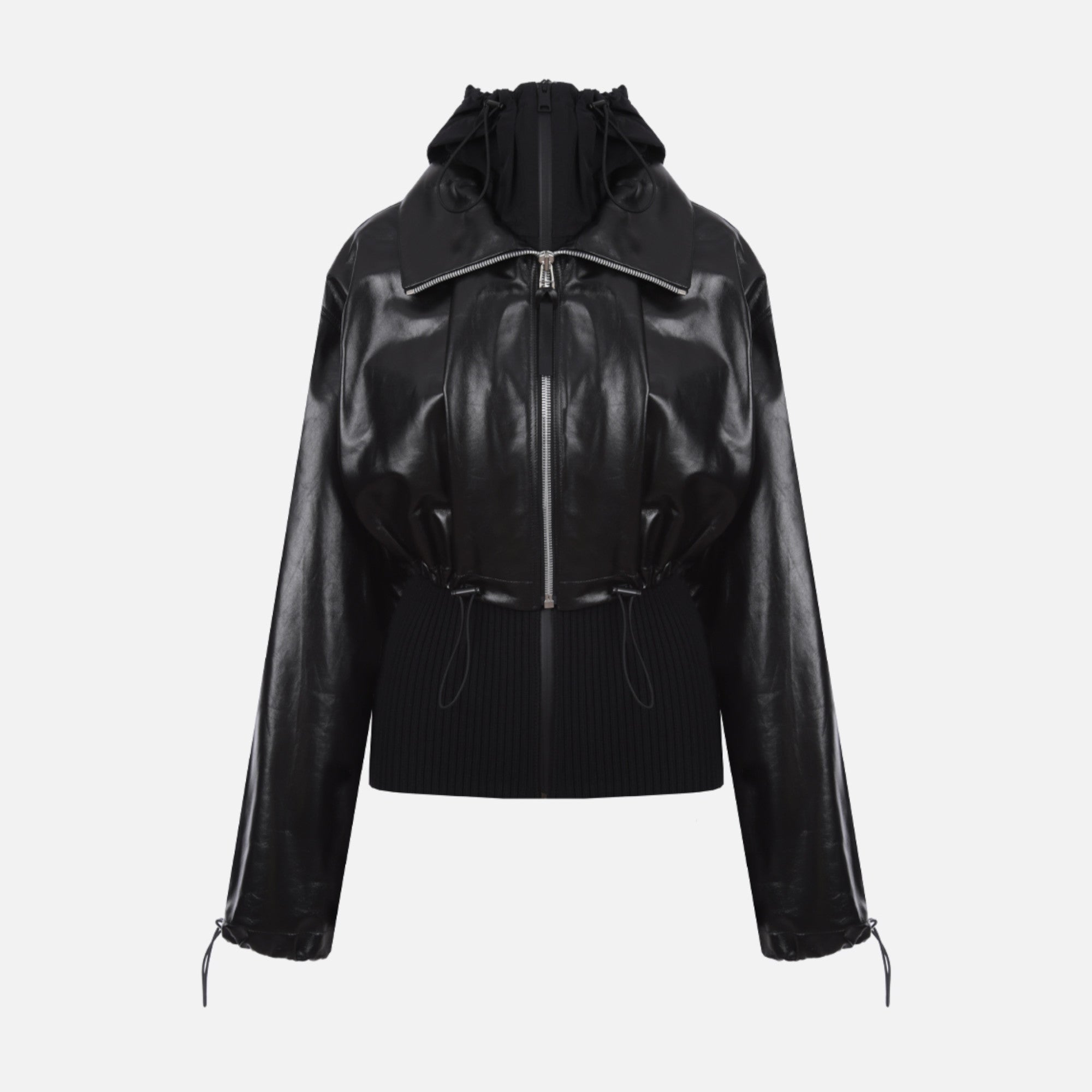 BOTTEGA VENETA SHINY LEATHER FULL-ZIP CARDIGAN WITH REMOVABLE CARDIGAN ...