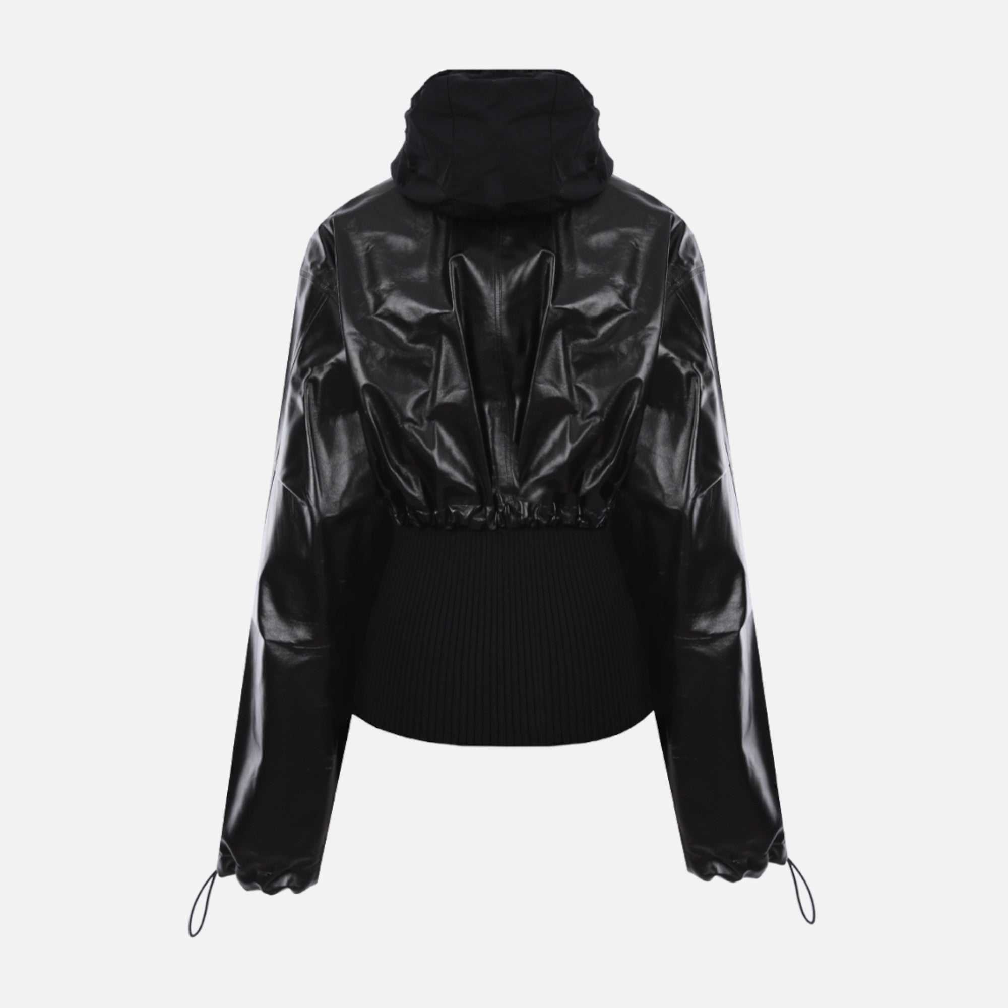 BOTTEGA VENETA SHINY LEATHER FULL-ZIP CARDIGAN WITH REMOVABLE CARDIGAN ...